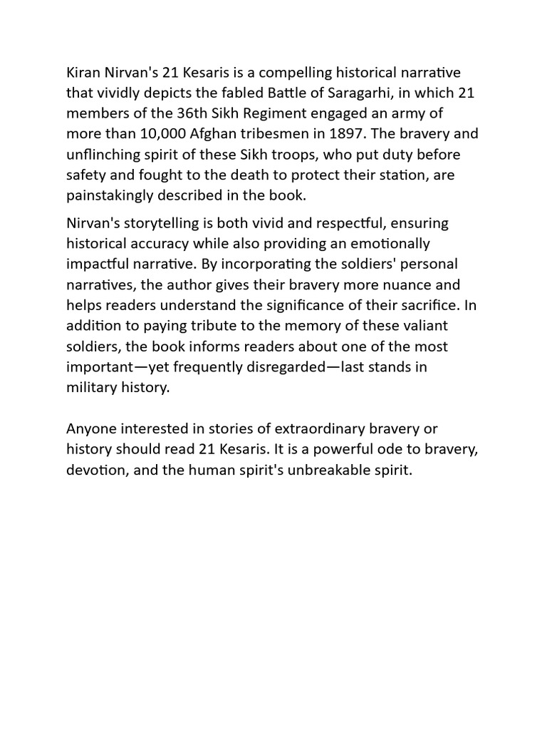 Book Review On 21 Kesari | PDF