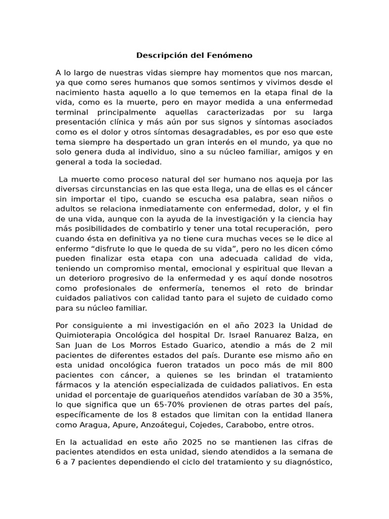 Fenomeno | PDF | Oncología | Cuidados paliativos