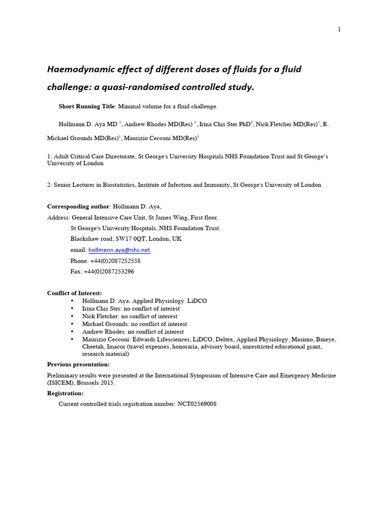 Accepted Version CCM | PDF | Hemodynamics | Blood Pressure