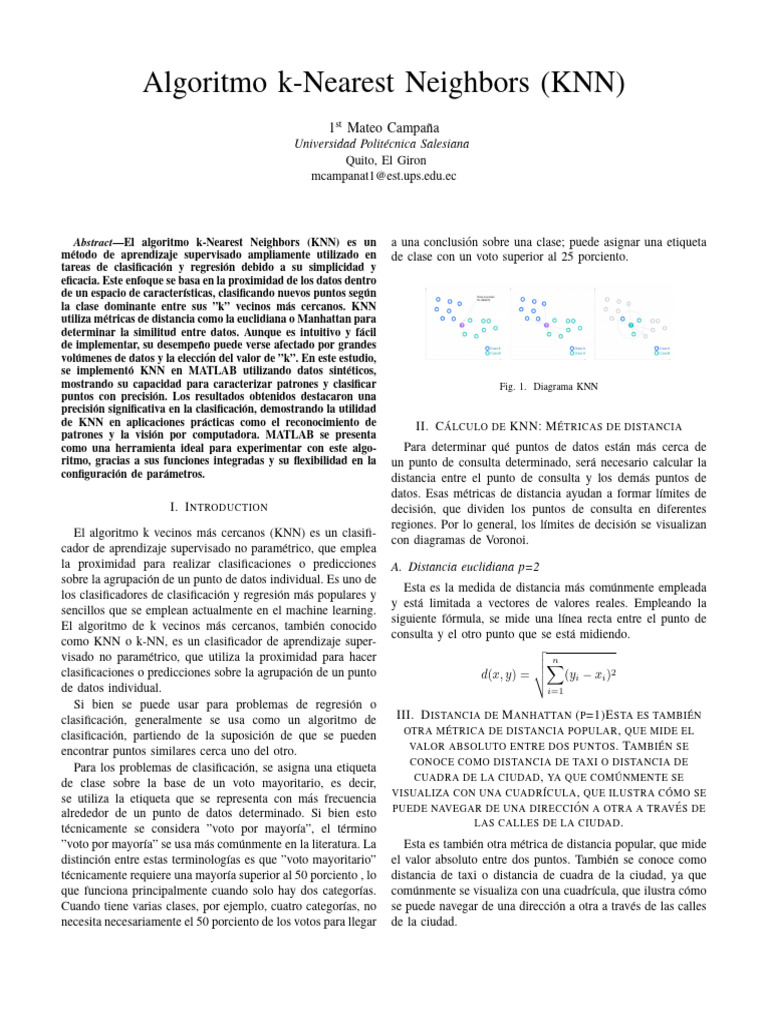Informe_KNN | PDF | Algoritmos | Matemáticas Aplicadas