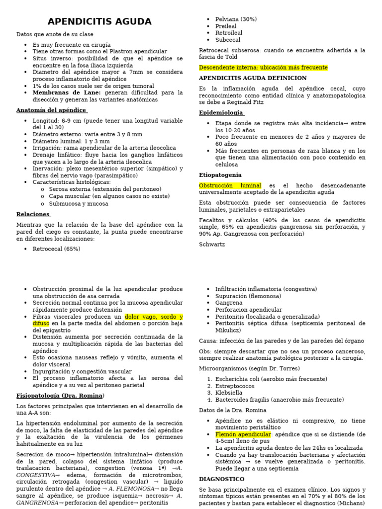 Apendicitis Aguda | PDF | Enfermedades y trastornos | Gastroenterología