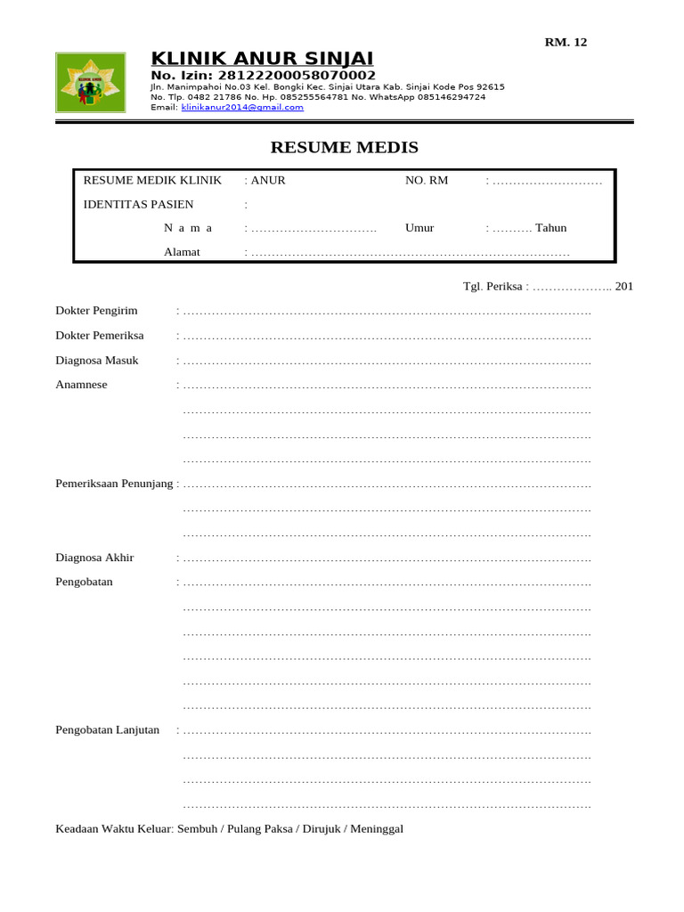 RM 12 Resume Medis | PDF