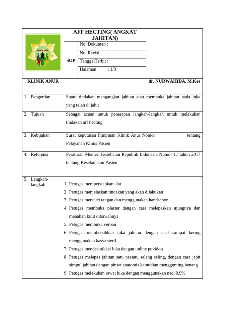 Sop Aff Hecting Sari | PDF