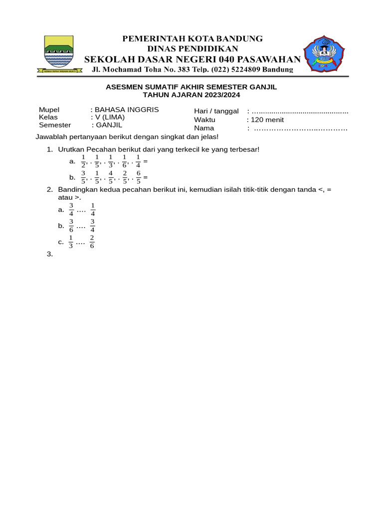 Asesmen Sumatif Akhir Semester Ganjil | PDF