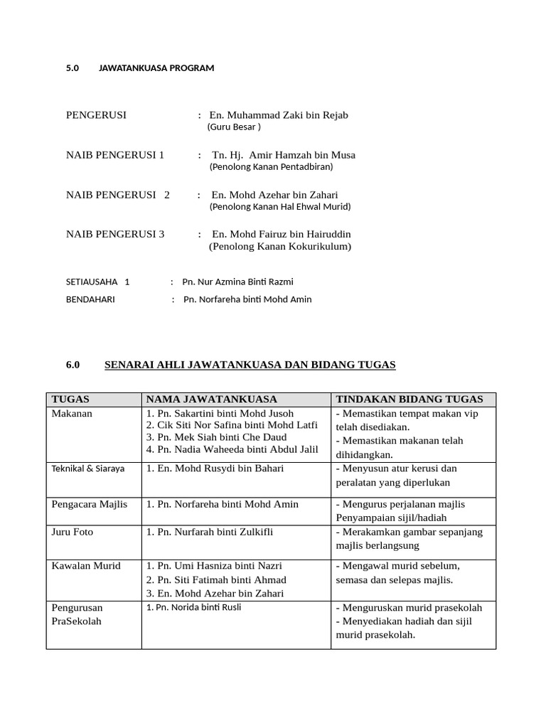 AJK Sambutan Jamuan Hari Raya | PDF
