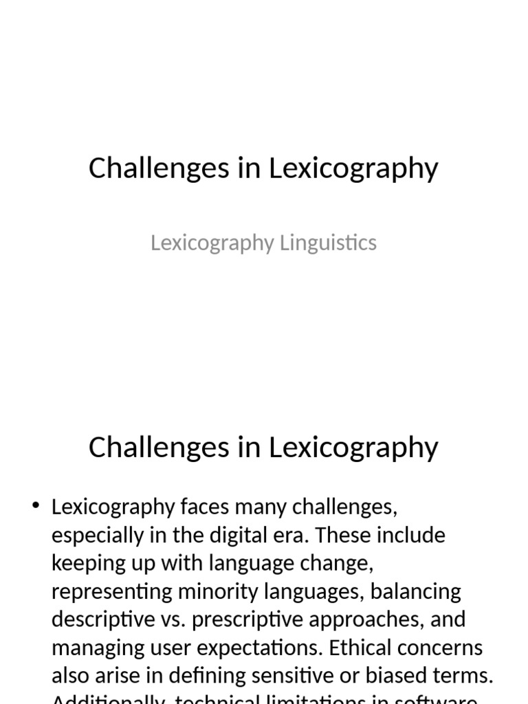 Challenges in Lexicography | PDF