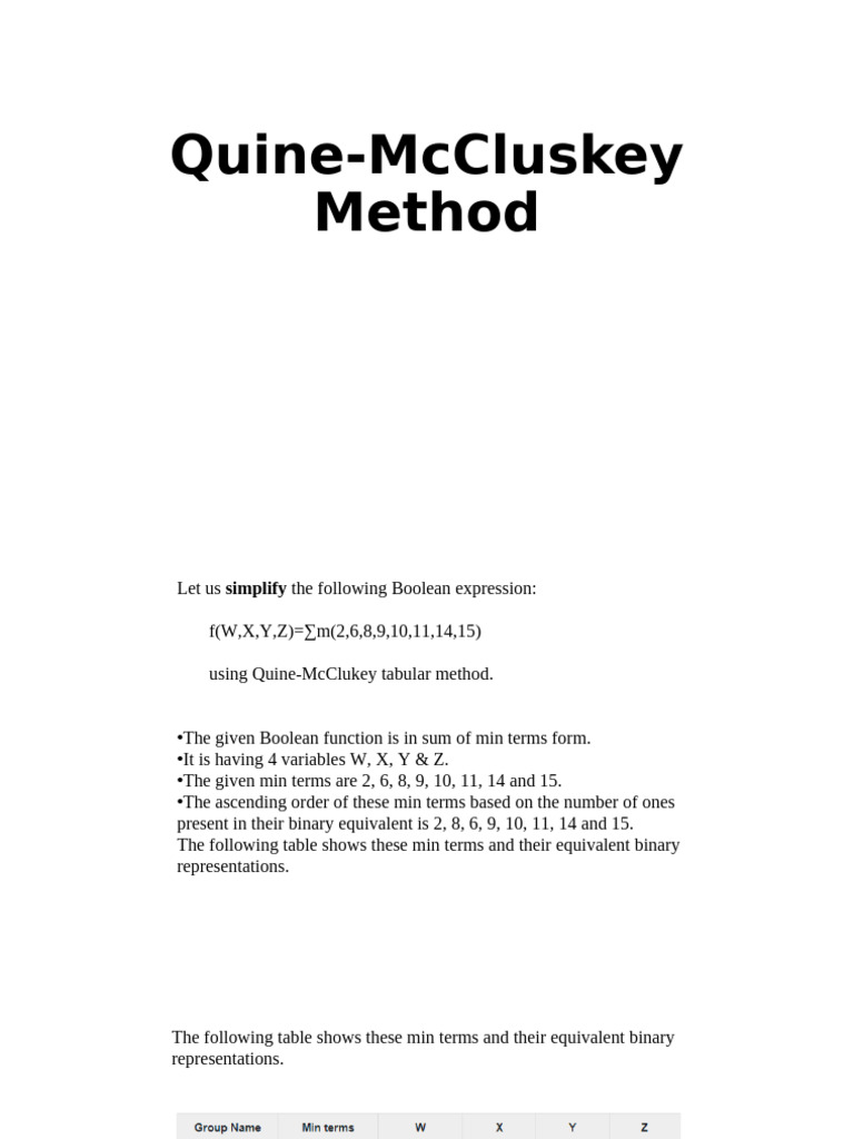 05 Week03 Quine McCluskey | PDF | Theory Of Computation | Arithmetic
