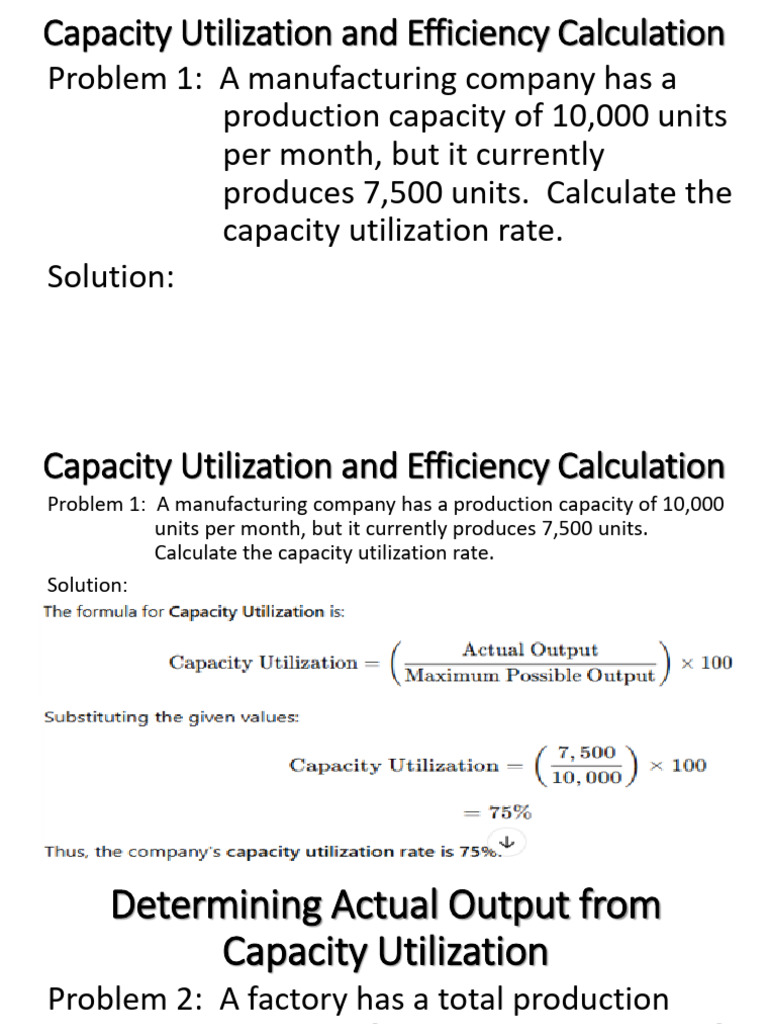 Capacity Utilization and Efficiency Calculation | PDF | Capacity ...