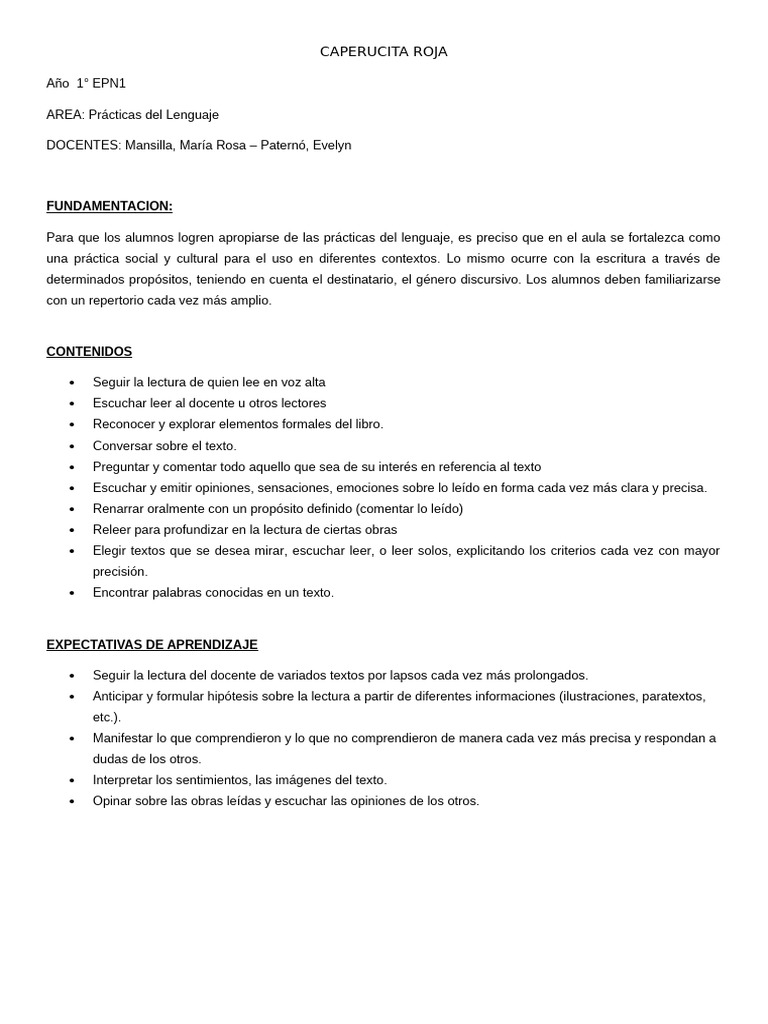 Actividades de Lectura: Caperucita Roja | PDF | Caperucita Roja