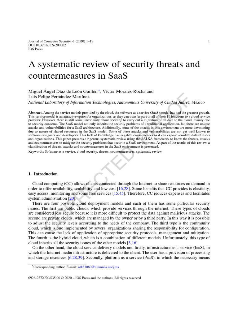 A Systematic Review of Security Threats and Countermeasures | PDF ...