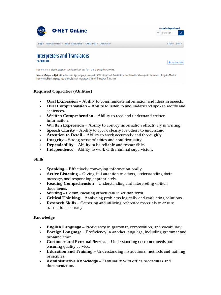 Exploring Future Occupations Using ONET | PDF | Translations | Language Interpretation