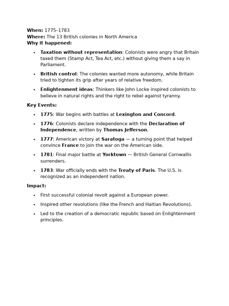 American Revolution: Causes & Key Events | PDF