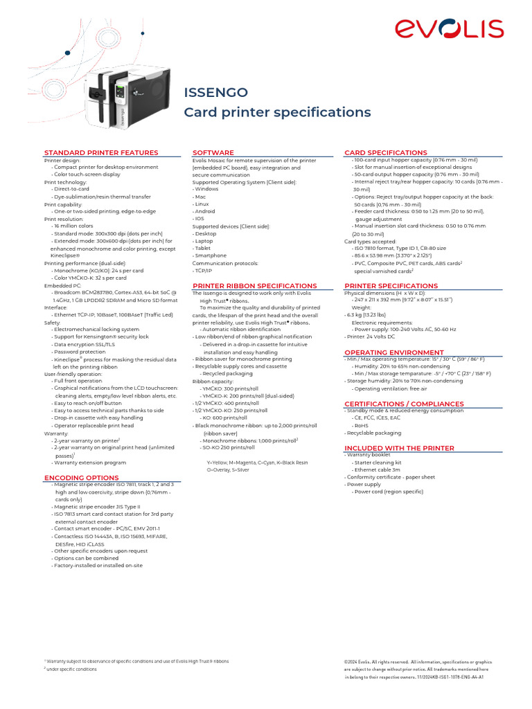Specsheet Issengo Eng | PDF | Printer (Computing) | Desktop Computer