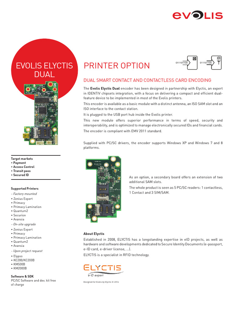 KB-ENC1-129-ENG-A4-D0 Evolis Elyctis Dual Encoder | PDF | Smart Card | Computing