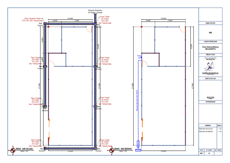 IMB Gudang Mojokerto - MEP 2 - Air Bersih Air Kotor | PDF