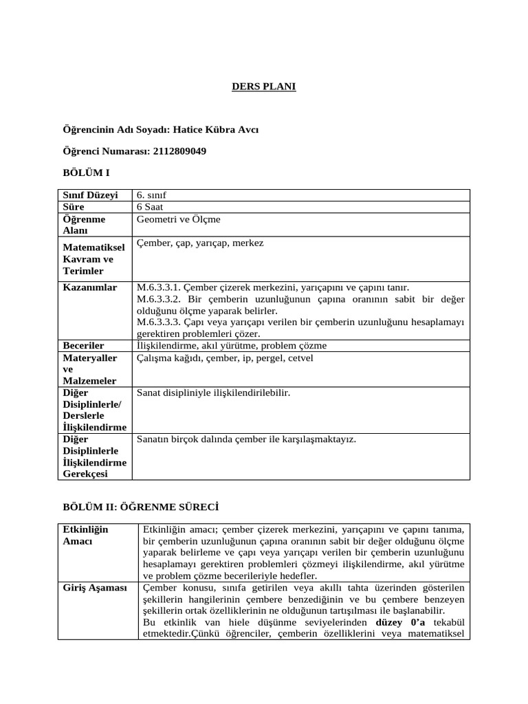 Ders Planı 3 Her Şey (1) | PDF