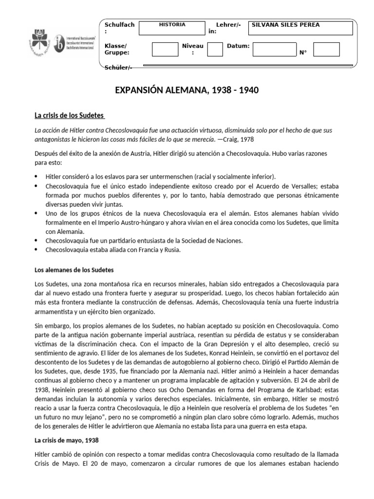 Expansión Alemana 1938-1940 | PDF | Alemania nazi | Adolf Hitler