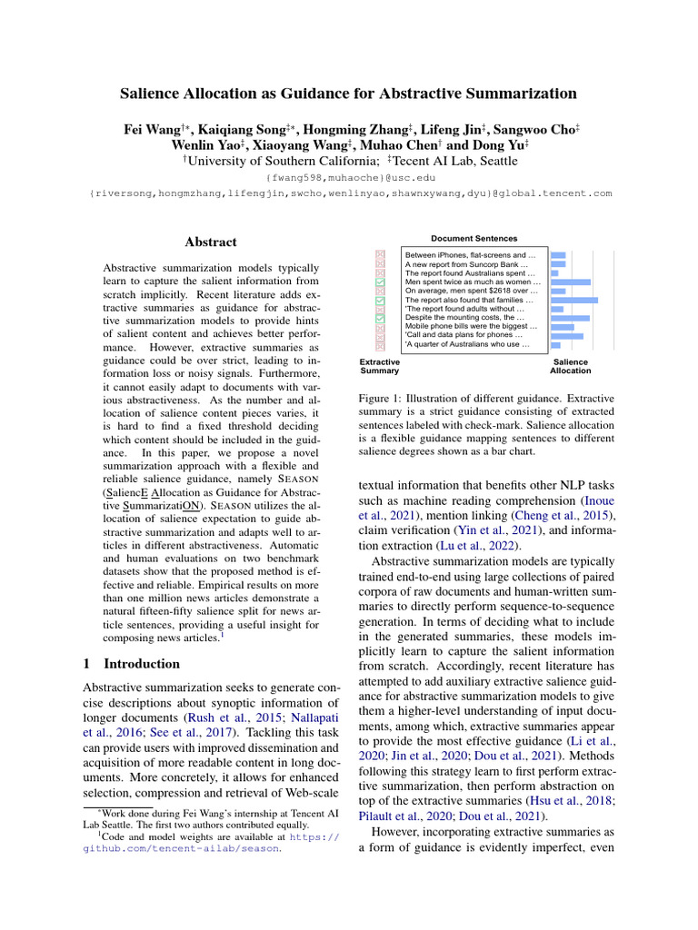 Salience Allocation As Guidance For Abstractive Summarization | PDF | Cognition | Applied ...