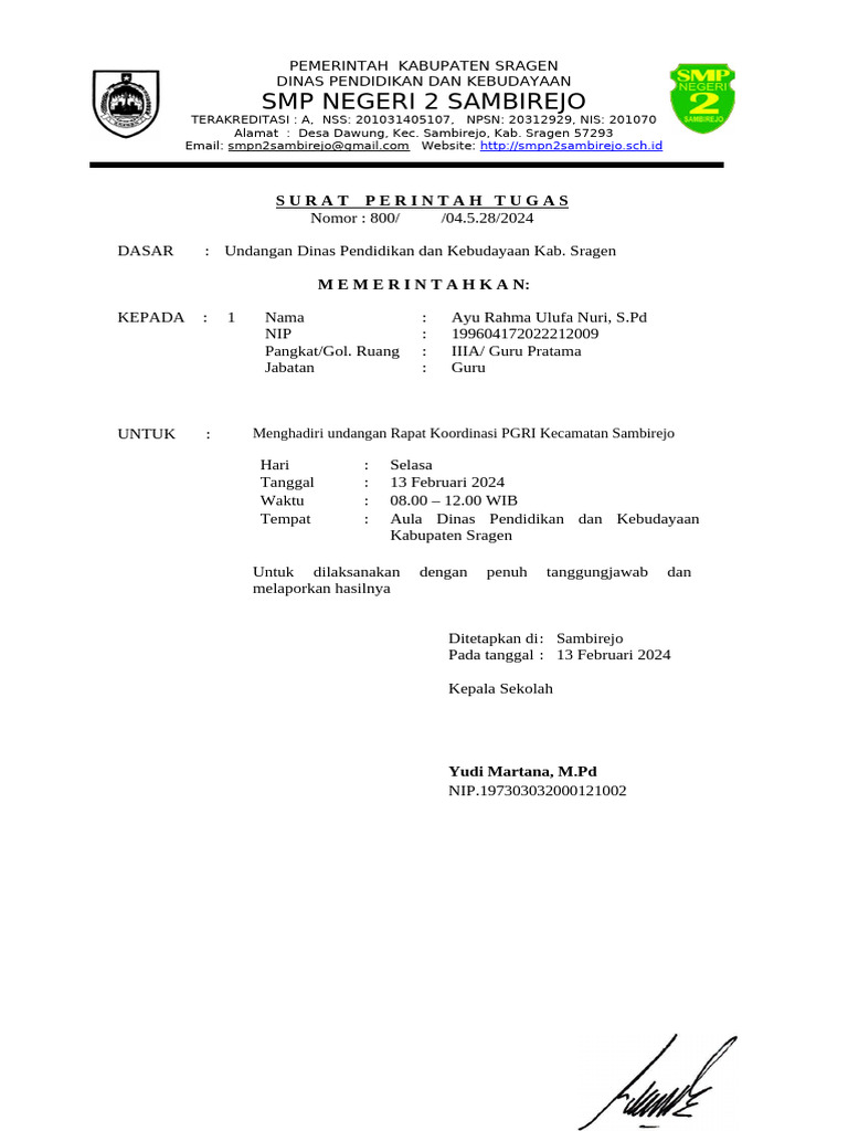 SPPD n surat tugas Ayu Ulufa Nuri | PDF