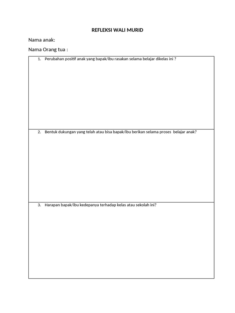 Refleksi Wali Murid | PDF