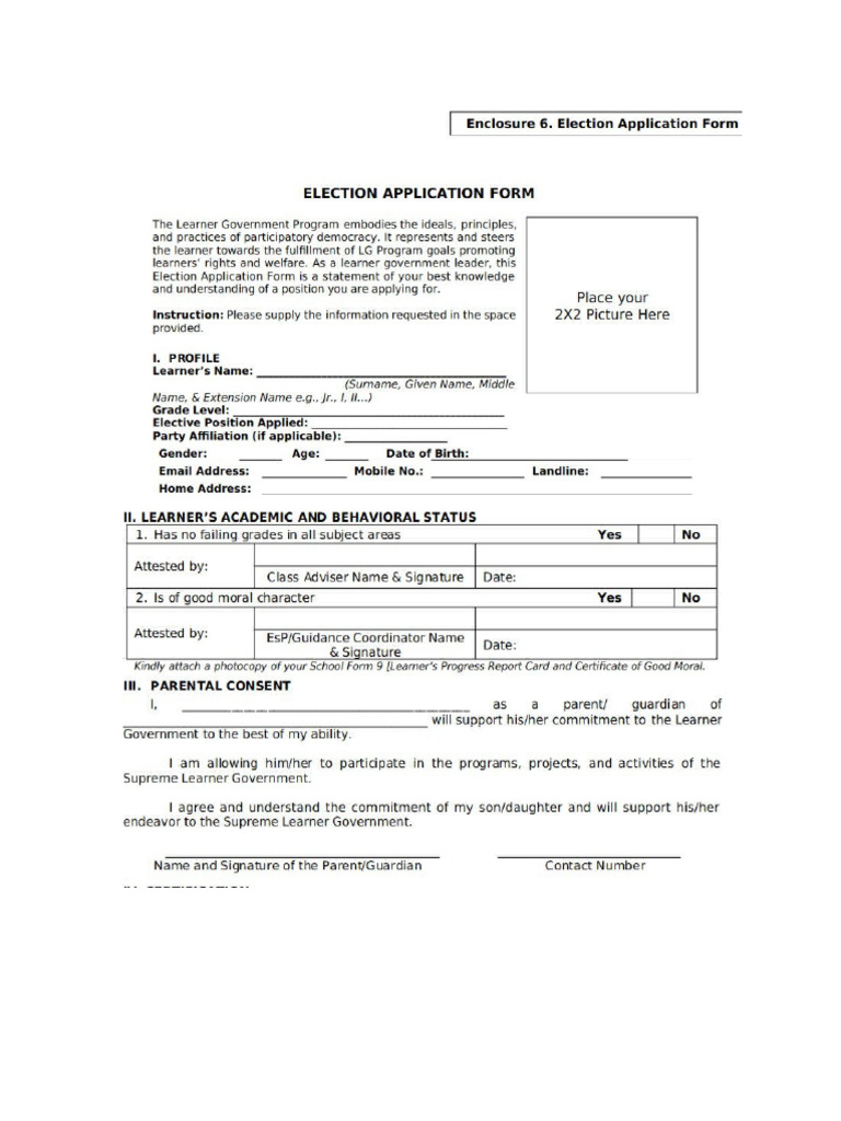 Learner Election Application Form | PDF