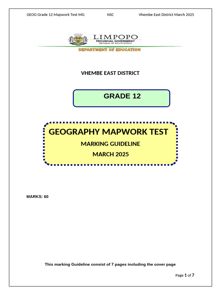 Verulam Grade 12 Mapwork Test 2025 | PDF | Remote Sensing | Valley