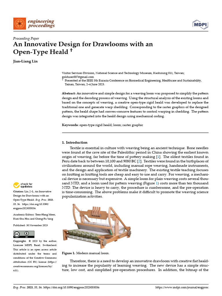An Innovative Design For Drawlooms With An Open-Type Heald | PDF | Loom ...