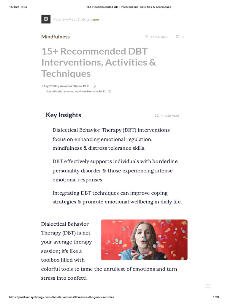 15+ Recommended DBT Interventions, Activities & Techniques | PDF ...