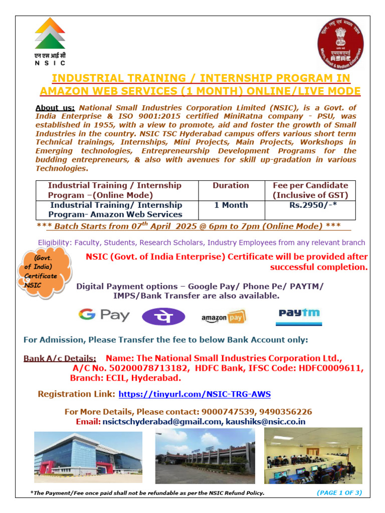 NSIC-AWS Training - 1 Month-07.04.2025 | PDF | Telecommunications | Computer Networking