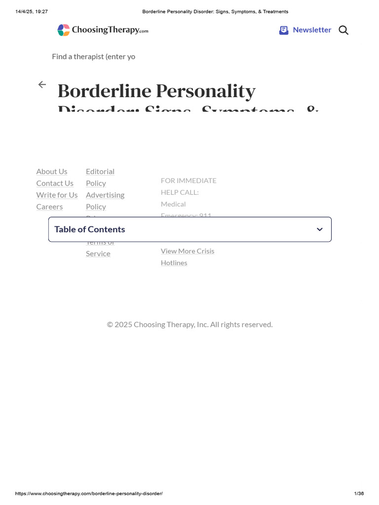 BPD: Signs, Symptoms, and Treatments | PDF | Borderline Personality ...