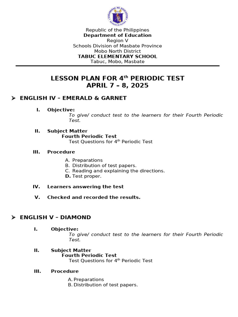 LESSON PLAN FOR Periodic | PDF | Learning | Teaching