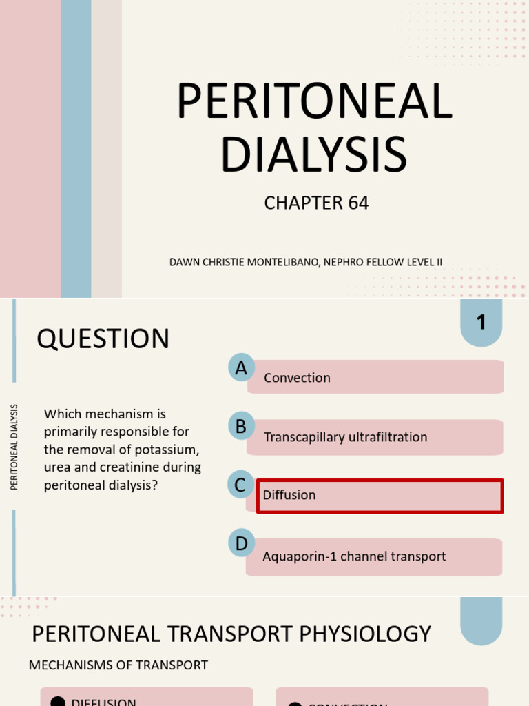 Peritoneal Dialysis Mechanisms and Solutions | PDF | Hemodialysis ...