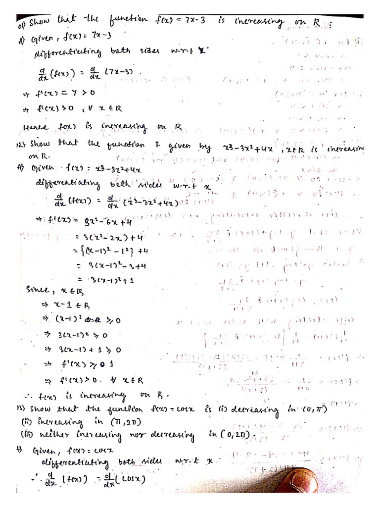 Increasing and Decreasing Function Notes | PDF