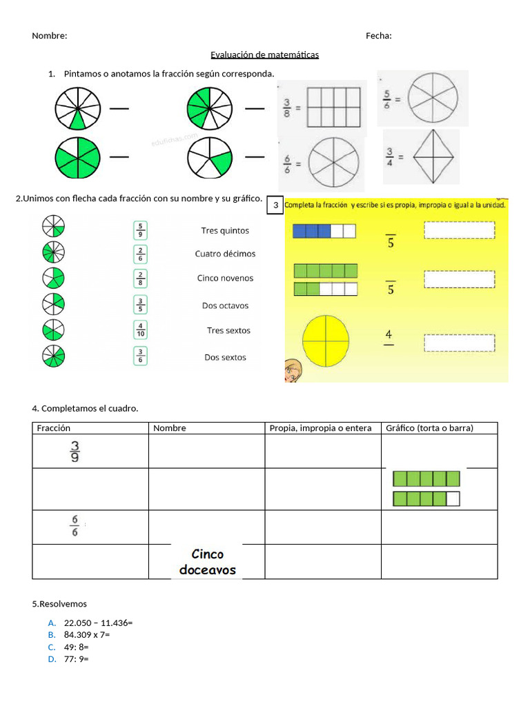 Prueba Fracciones | PDF