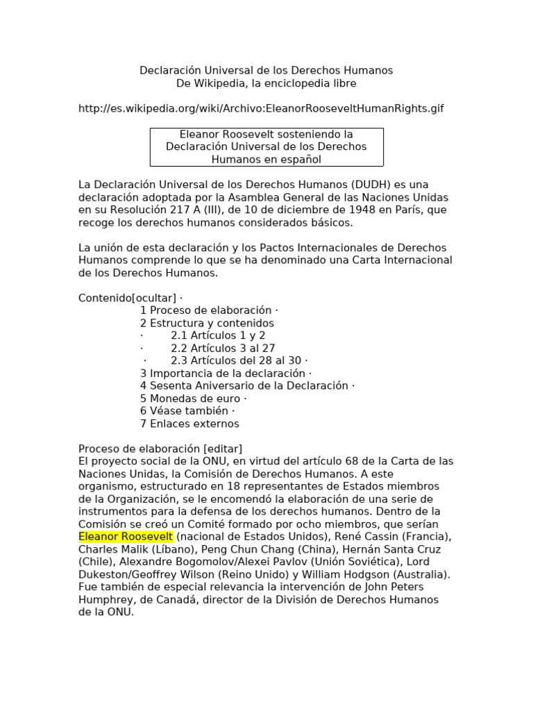 Declaracion Universal de Los Derechos Humanos | PDF | Justicia | Crimen ...