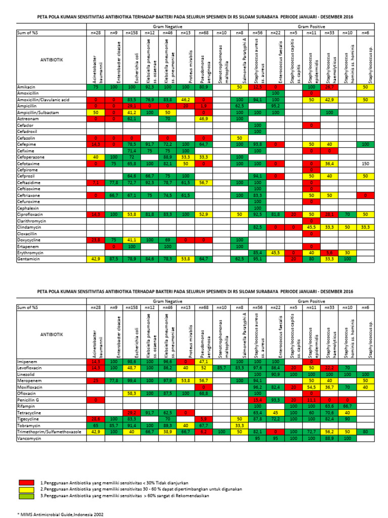 Contoh Tabel Pola Kuman RWI 2016 | PDF | Gram Negative Bacteria ...