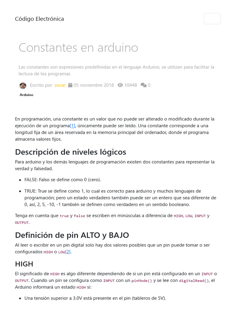 Constantes en arduino _ CodigoElectronica | PDF | Resistor | Arduino