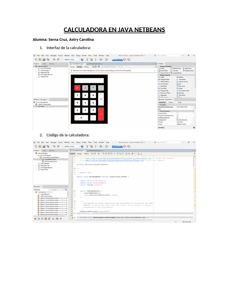 CALCULADORA EN JAVA NETBEANS | PDF