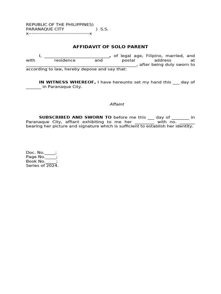 Affidavit of Solo Parent | PDF