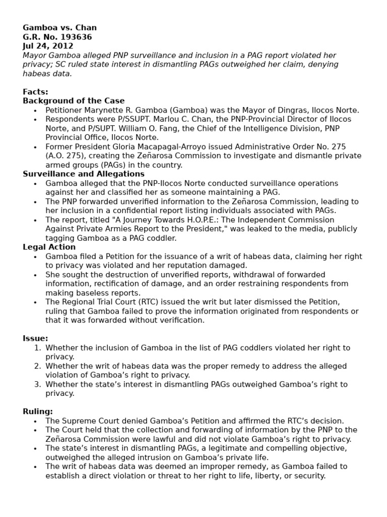 Constitutional Law Case Digest 02182025 | PDF | Habeas Corpus | Detention (Imprisonment)