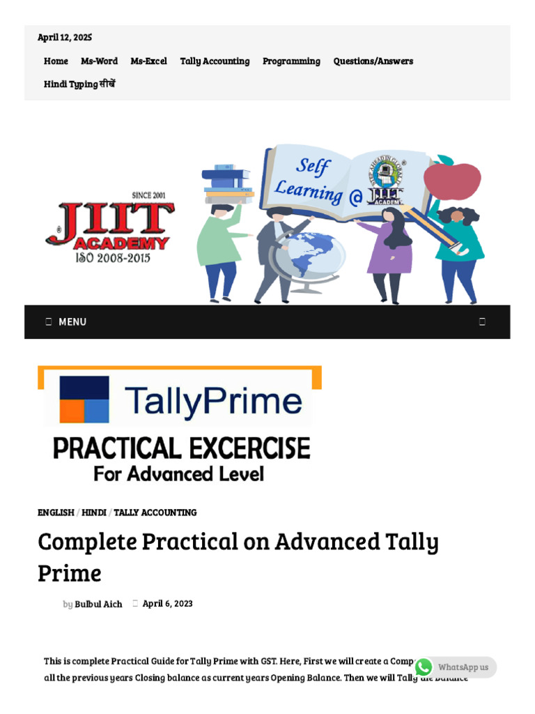 Practical Guide For Tally Prime With GST | PDF | Voucher | Payments