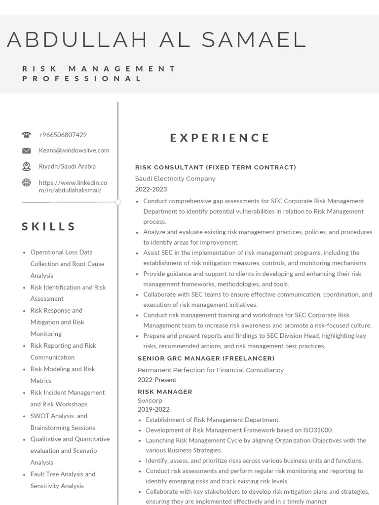 Abdullah Adel Al Samael - Risk Management Professional 2 | PDF | Risk Management | Risk