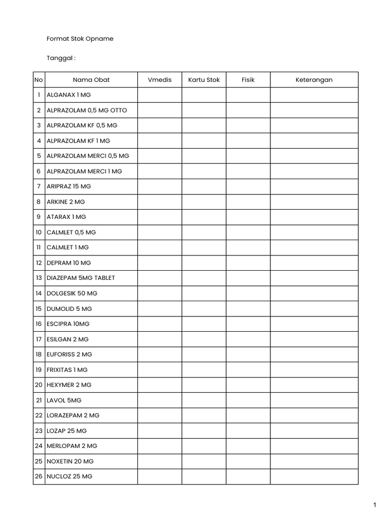 Form Stok Opname | PDF