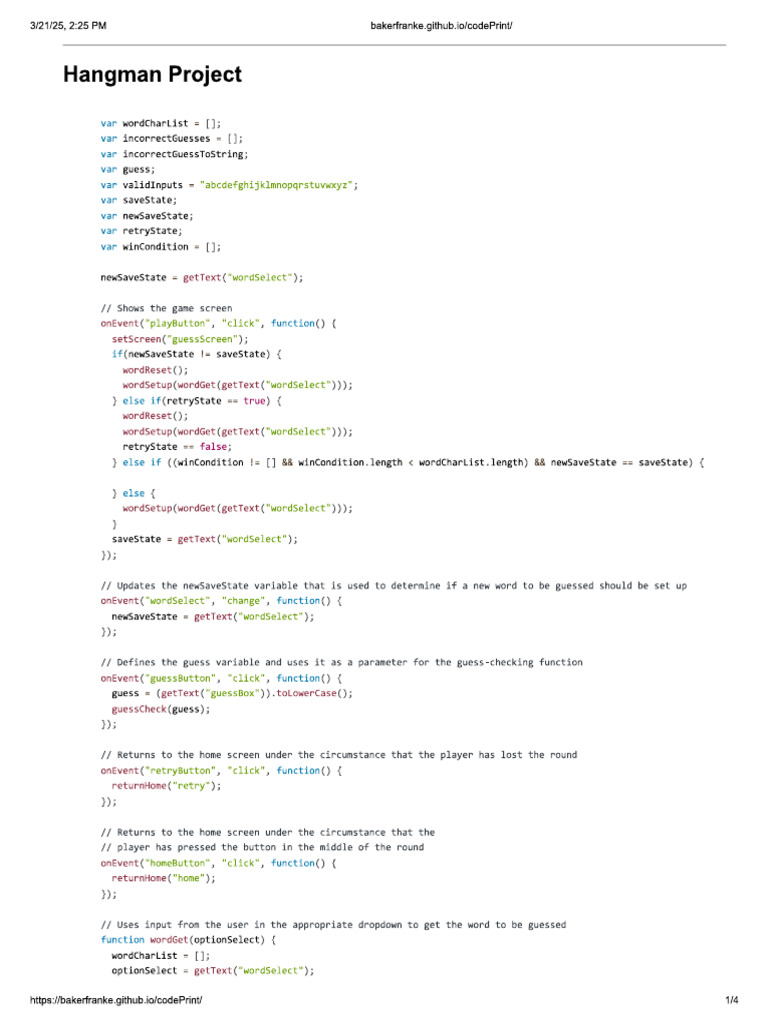 Hangman Project (1) | PDF