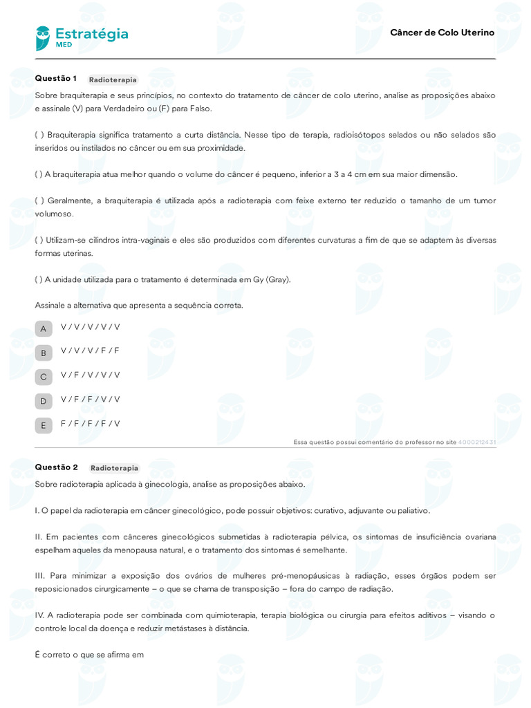Tratamento e Estadiamento do Câncer de Colo Uterino | PDF | Câncer ...