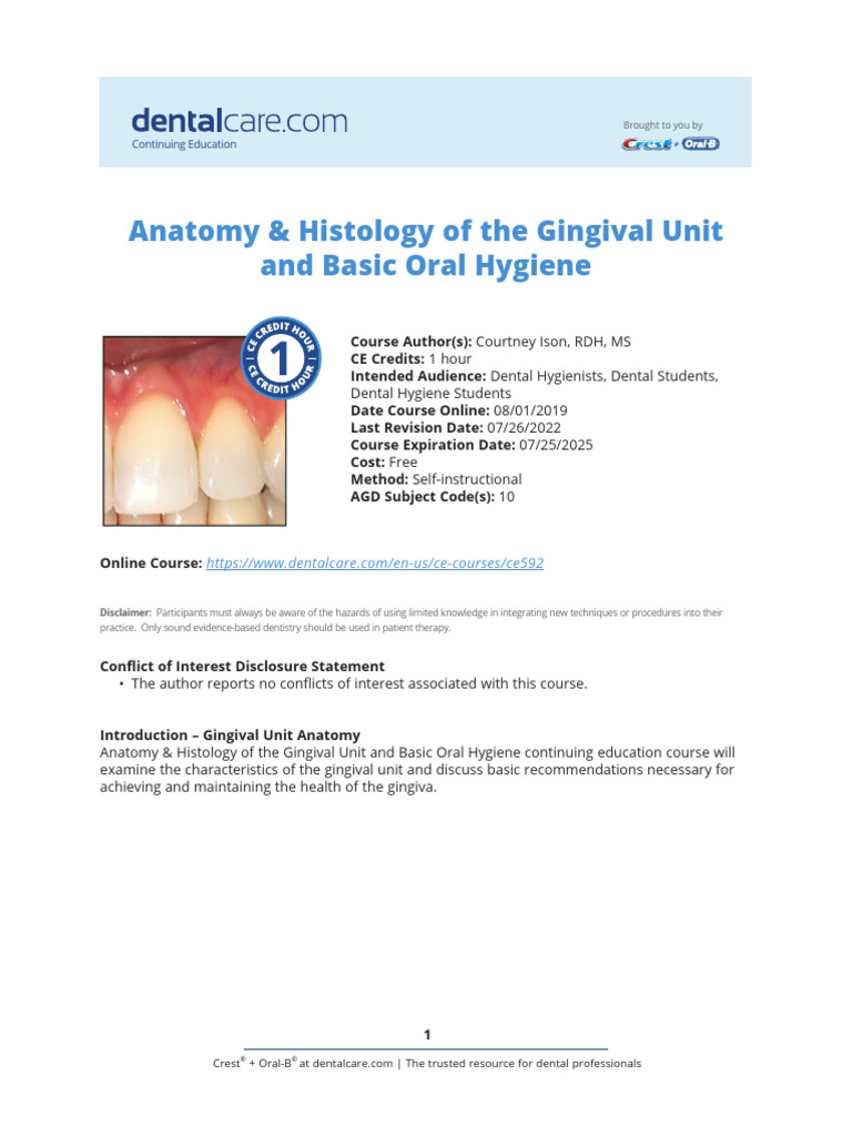 Anatomy-Histology-of-the-Gingival-Unit-and-Basic-Oral-Hygiene | PDF ...