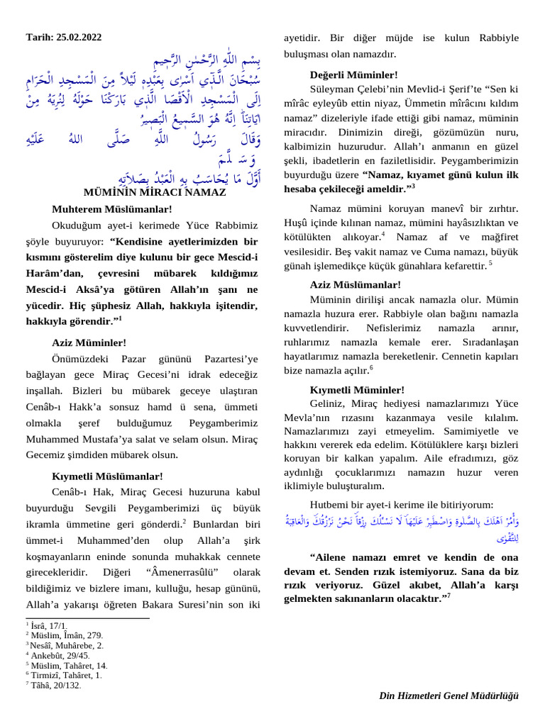 Mminin Mirac Namaz | PDF