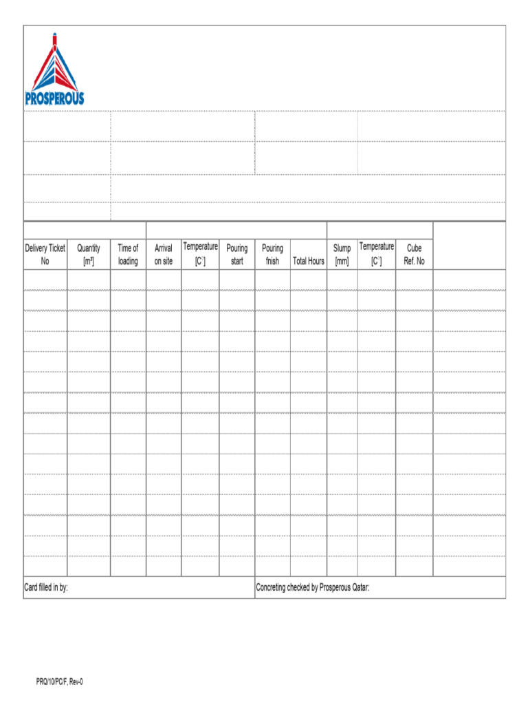 Concrete Pour Card | PDF