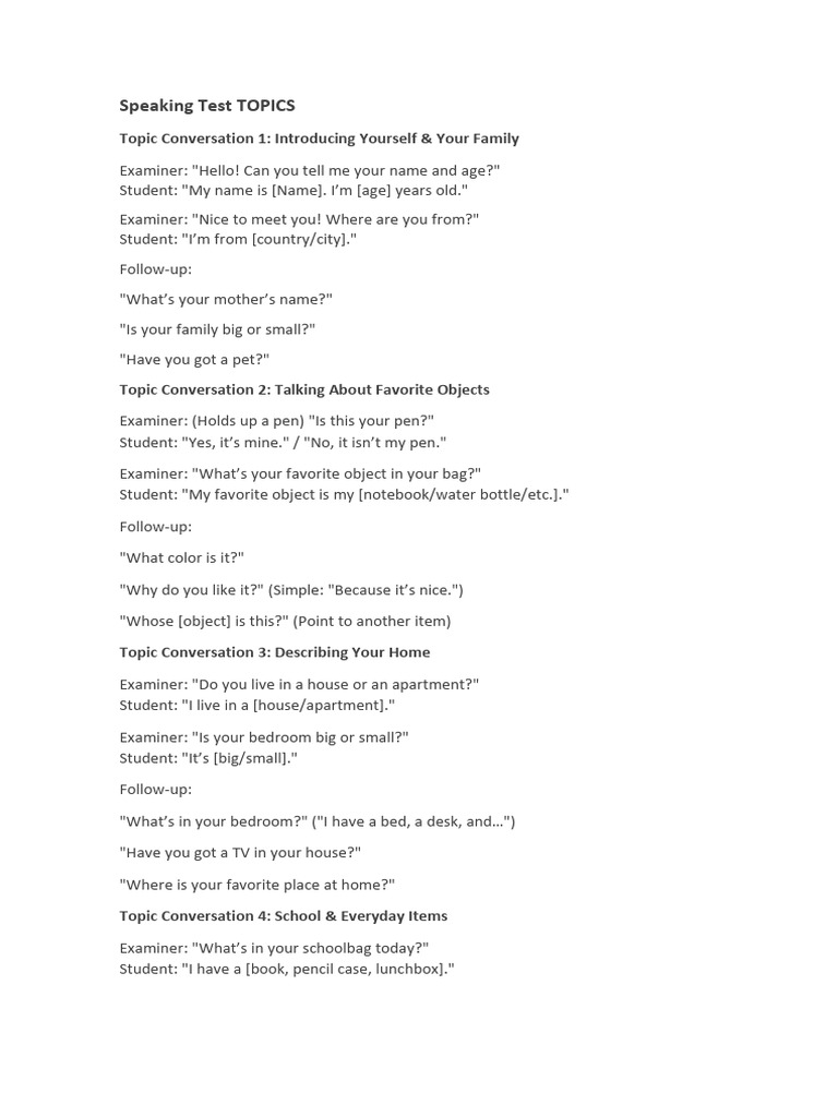 Comparto 'Speaking Test TOPICS' Con Usted | PDF | Linguistics ...