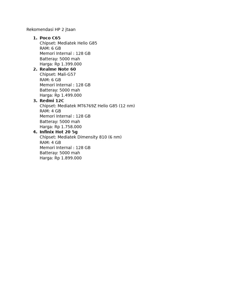 20241112 Rekomendasi HP Under 2jt | PDF